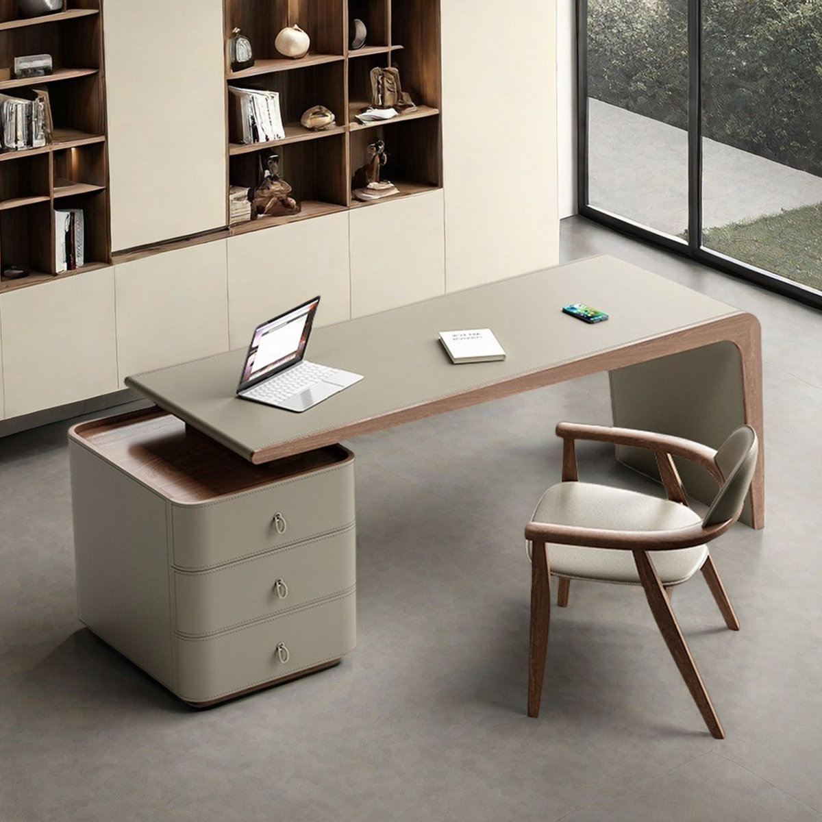 Hokku Designs Saddle leather desk high end study office table | Wayfair