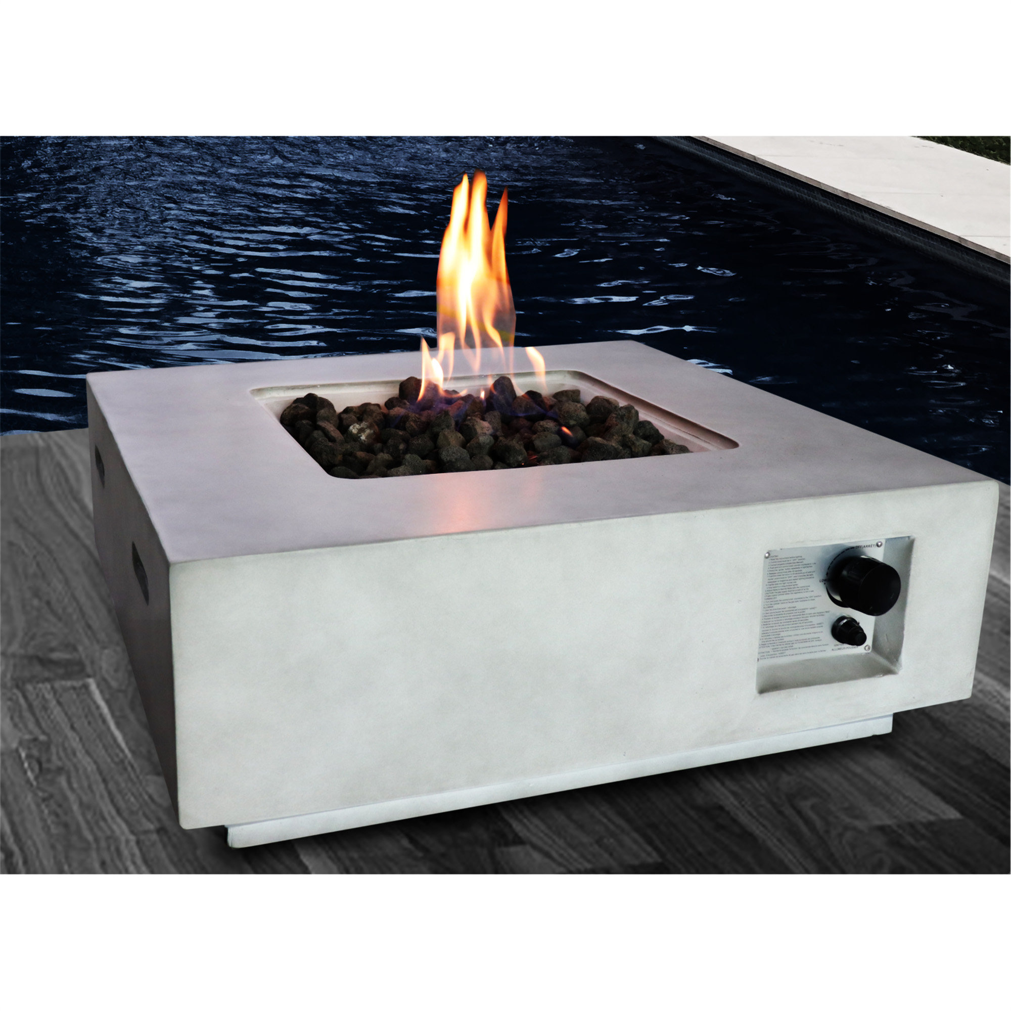 Latitude Run® Fiber Reinforced Concrete Propane/Natural Gas Fire Pit ...