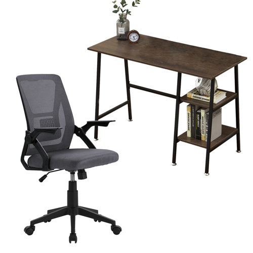 17 Stories Shallcross Home Office Desk & Chair Set Computer Desk and ...