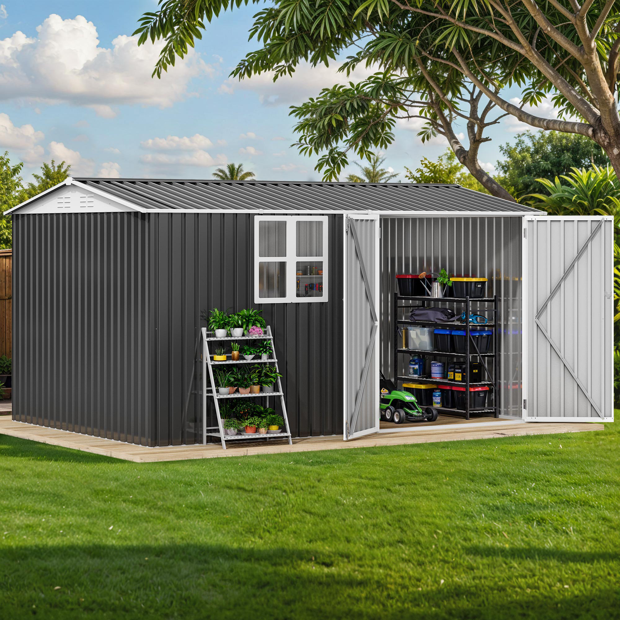 Edrosie Inc Galvanized Steel Storage Shed | Wayfair