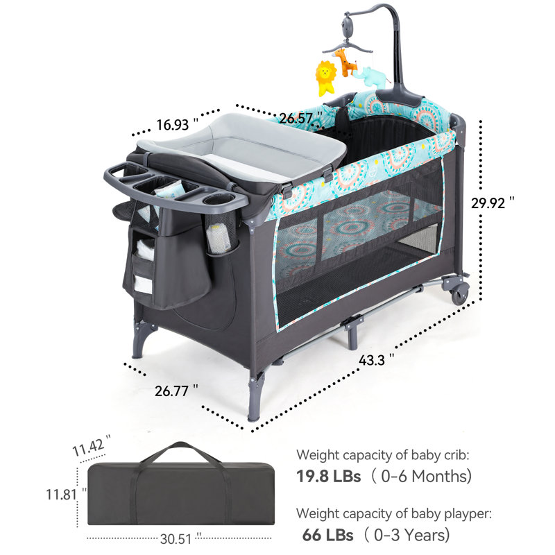 Zoomie Kids 5-in-1 Baby Bassinet Bedside Crib with Mattress, Detachable ...
