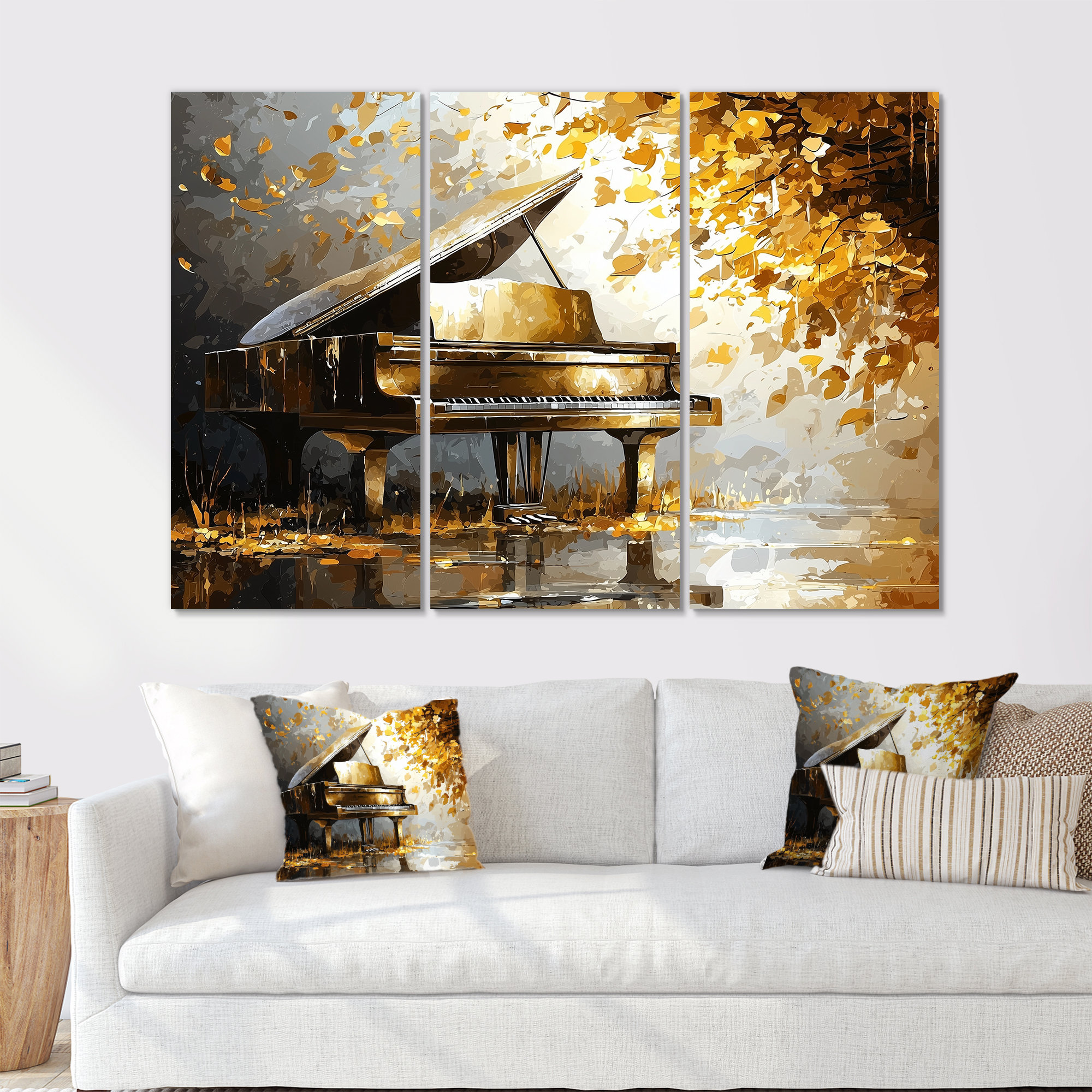 Lark Manor Gold Piano On Stage - Music Piano Wall Art Print Set ...