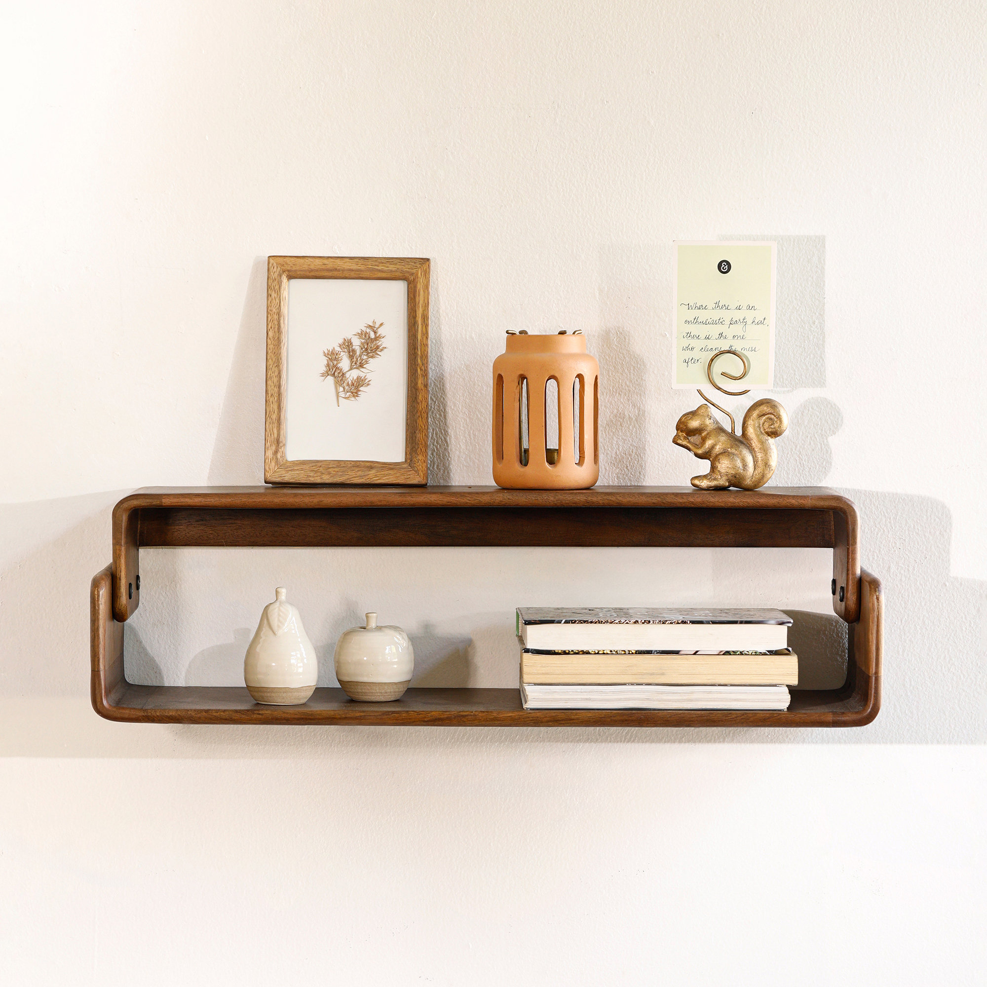 Millwood Pines Sephine Boxy Solid Wood 2-Tier Floating Shelf | Wayfair