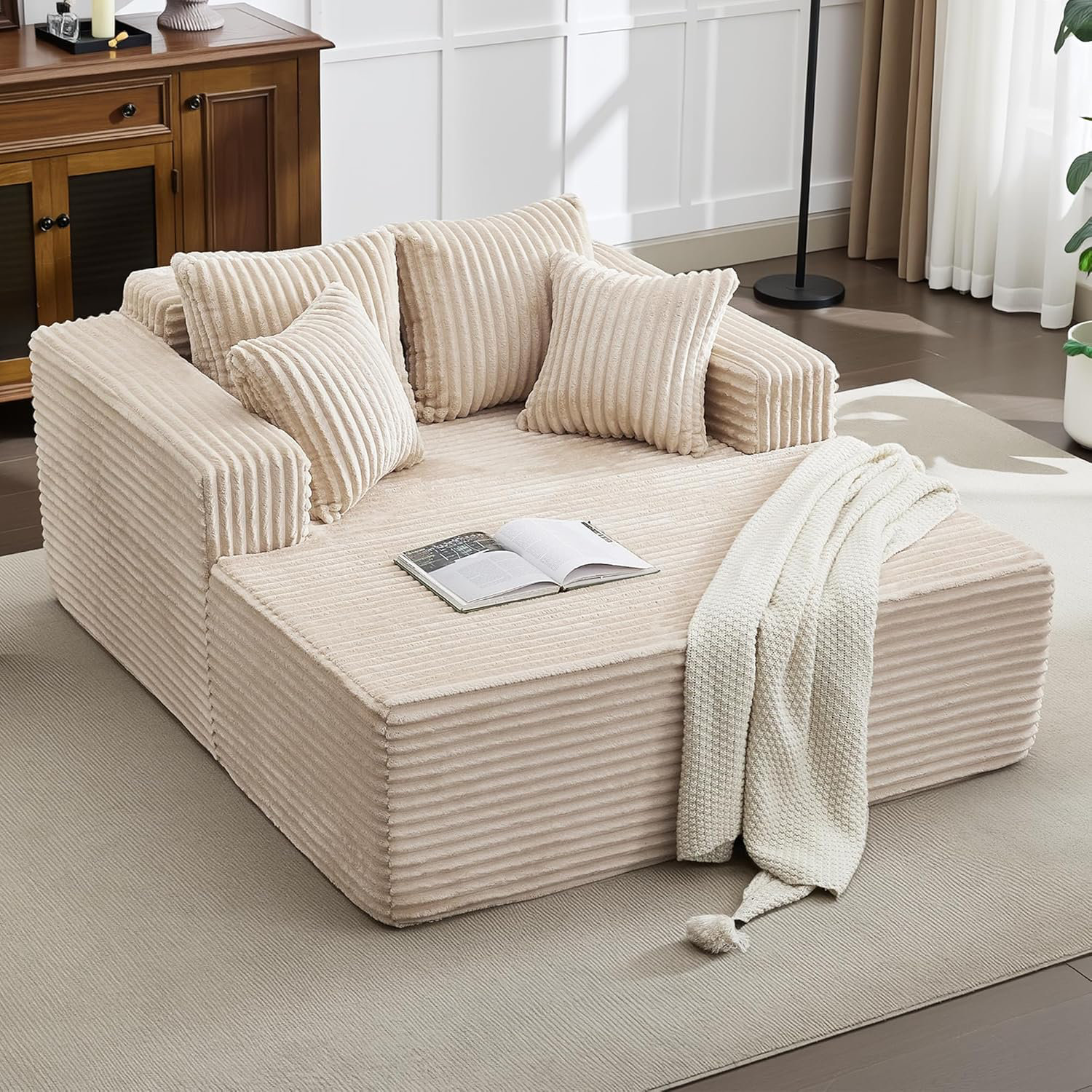 Mercer41 Oversized Chaise Lounge Chair Indoor, 61 x 54'' Extra-Wide ...