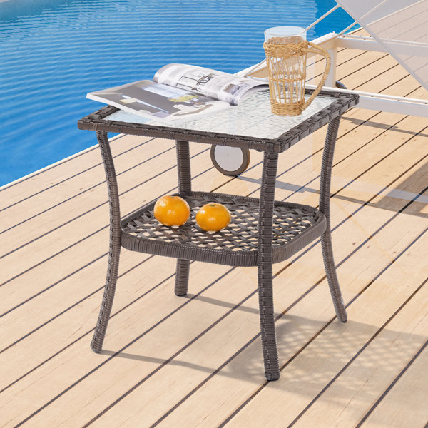 Winston Porter Glasby Glass Outdoor Side Table | Wayfair
