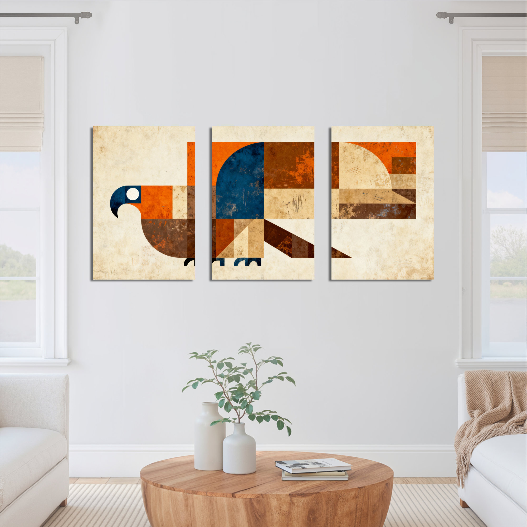 Dakota Fields Abstract Geometric Bird Canvas Wrapped Wall Art, Oil ...