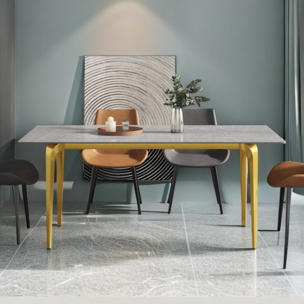 Orren Ellis Yianna Modern Stone Dining Table for Modern Kitchen Living ...