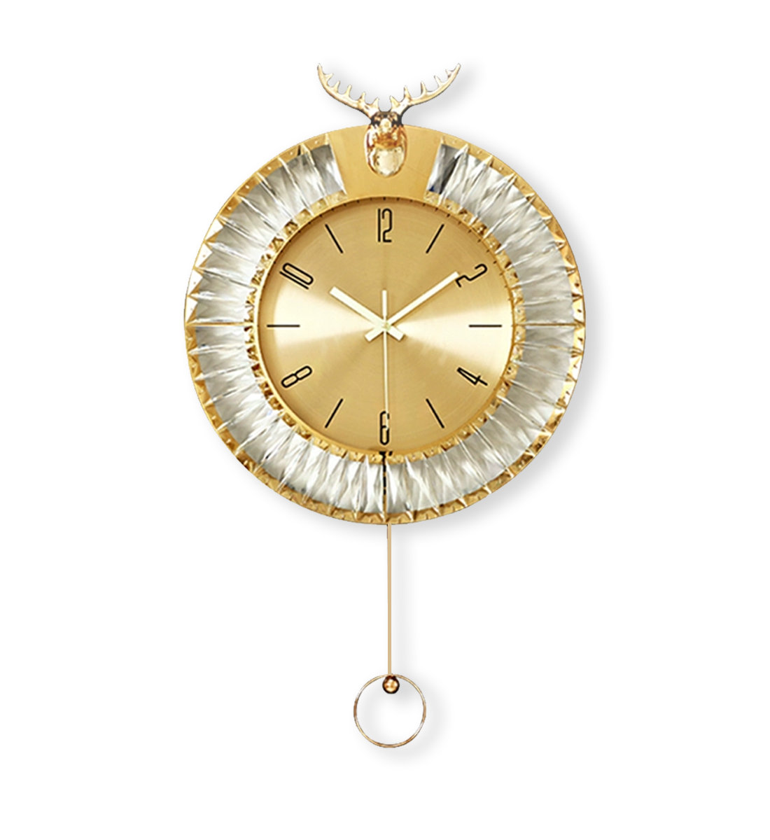 Stella Trek 29.73" Golden Faint Yellow Metal Grystal Glass Round Wall ...