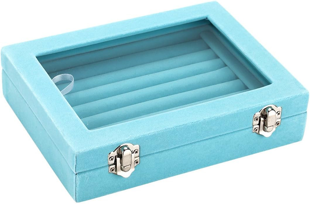 Mercer41 Velvet Glass Jewelry Display Storage Box Ring Earrings Jewelry ...