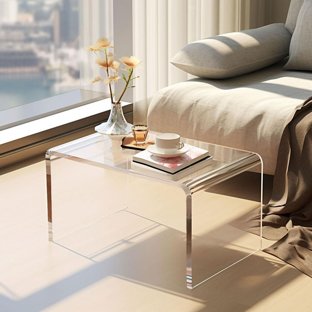 Ivy Bronx Johnathen Crystal Clear Acrylic Side Table, rounded ...