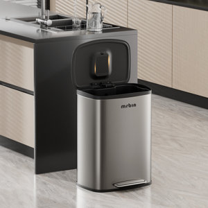 mrbin Stainless Steel Kitchen Trash Can with Lid, 13gal / 50L Step Tall ...