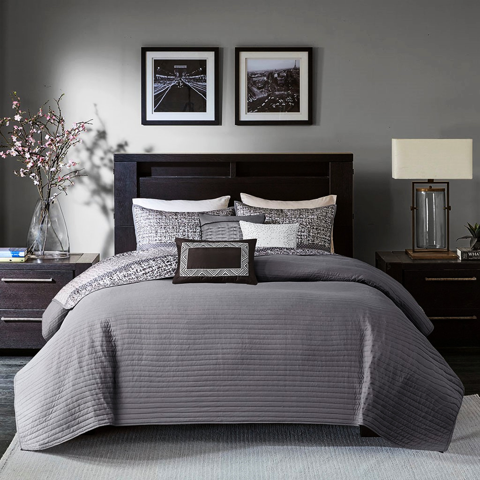 IntrospectiveIncline 6 Piece Quilt In Grey/Taupe - Full/Queen Filling ...
