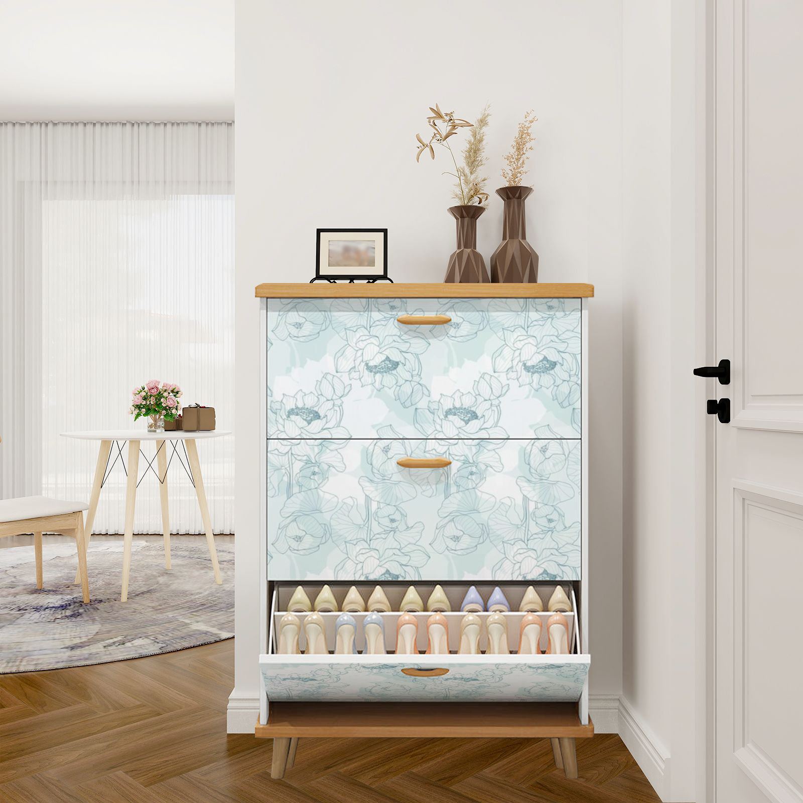 East Urban Home Shoe Storage Cabinet with 3 Flip Drawers for refined ...