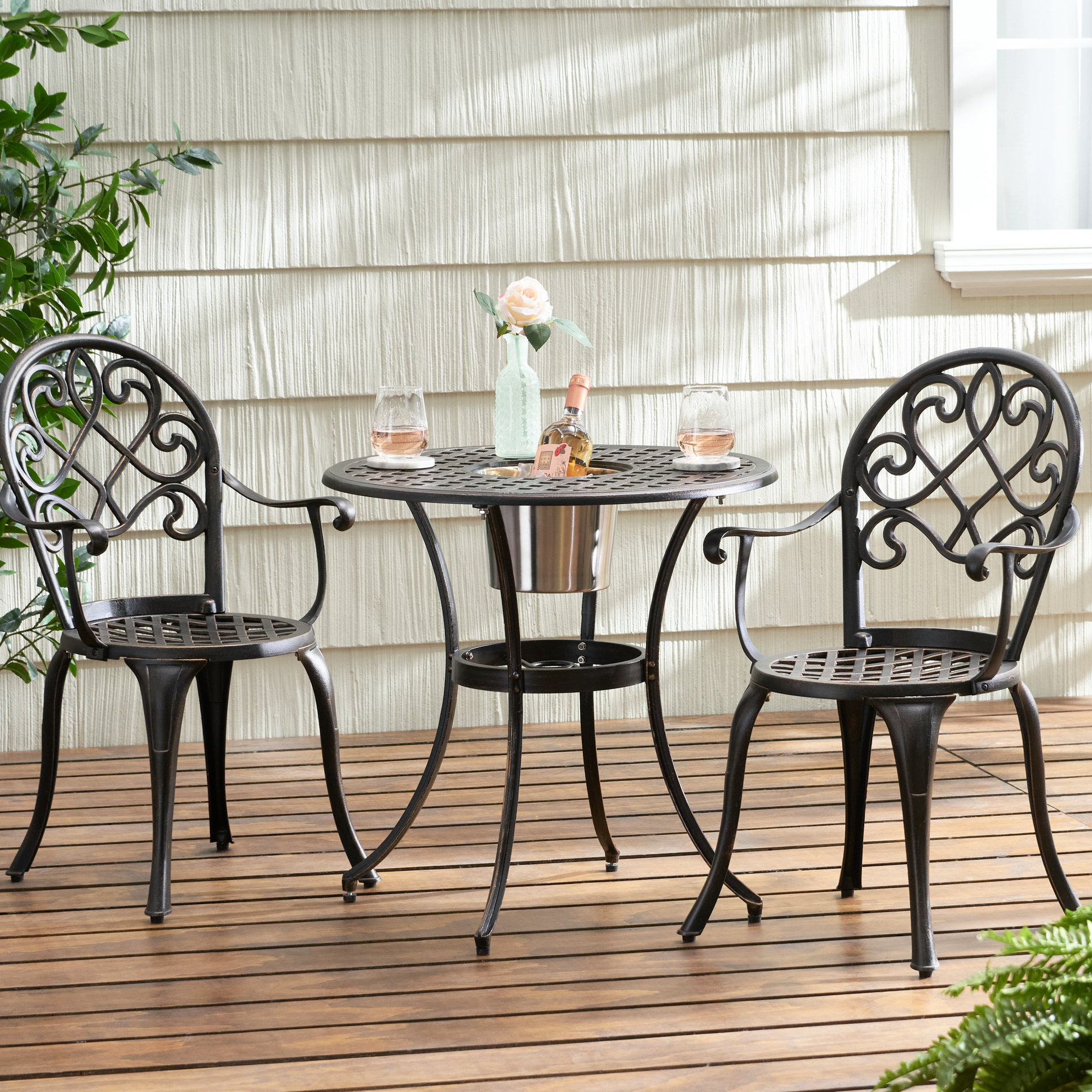 Mercer41 Copper Bistro With Ice Bucket - Cast Aluminum Deck Copper ...