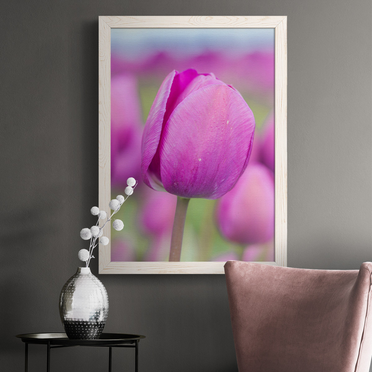 Red Barrel Studio® Thornbridge Magenta Stem Framed On Canvas Photograph ...