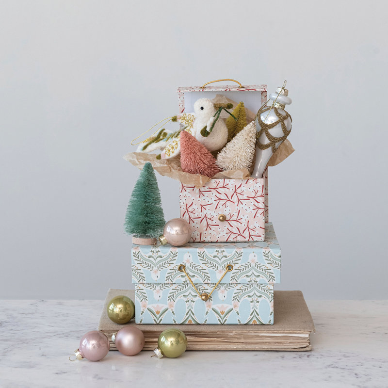 Creative Co-Op Printed Paper Gift Boxes With Berry And Dove Patterns ...