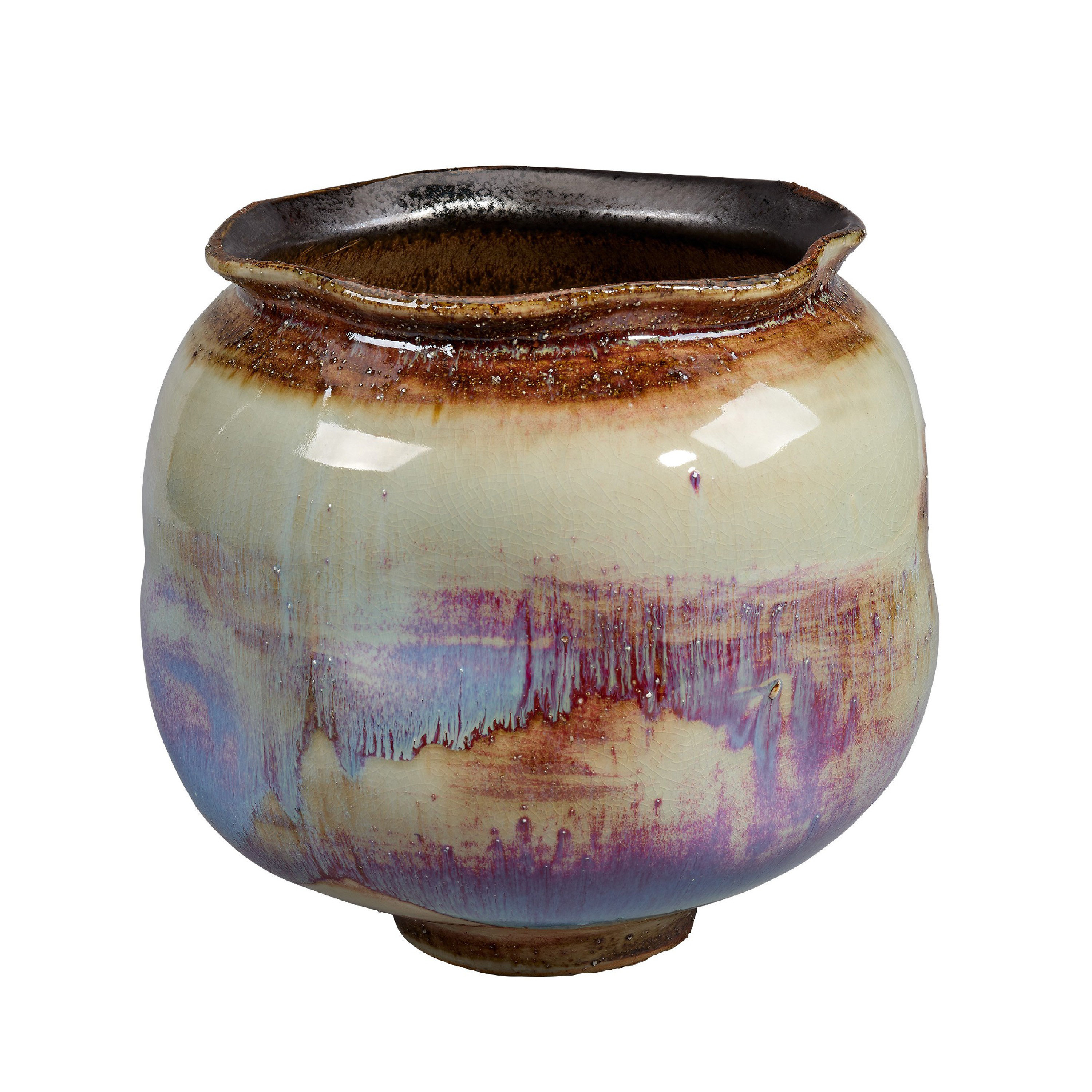 Benjara Noah Decorative Basin, Irregular Round Glossy Blue Ceramic 9 ...