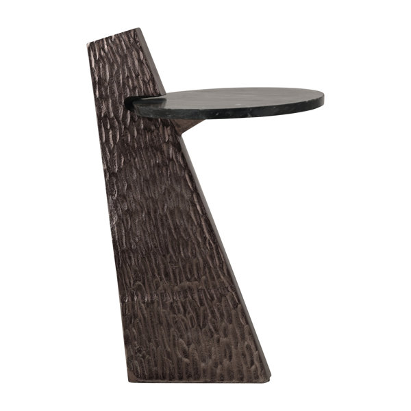 Brayden Studio® Leon Bronze 26-inch Accent Table, Aluminum, Marble ...