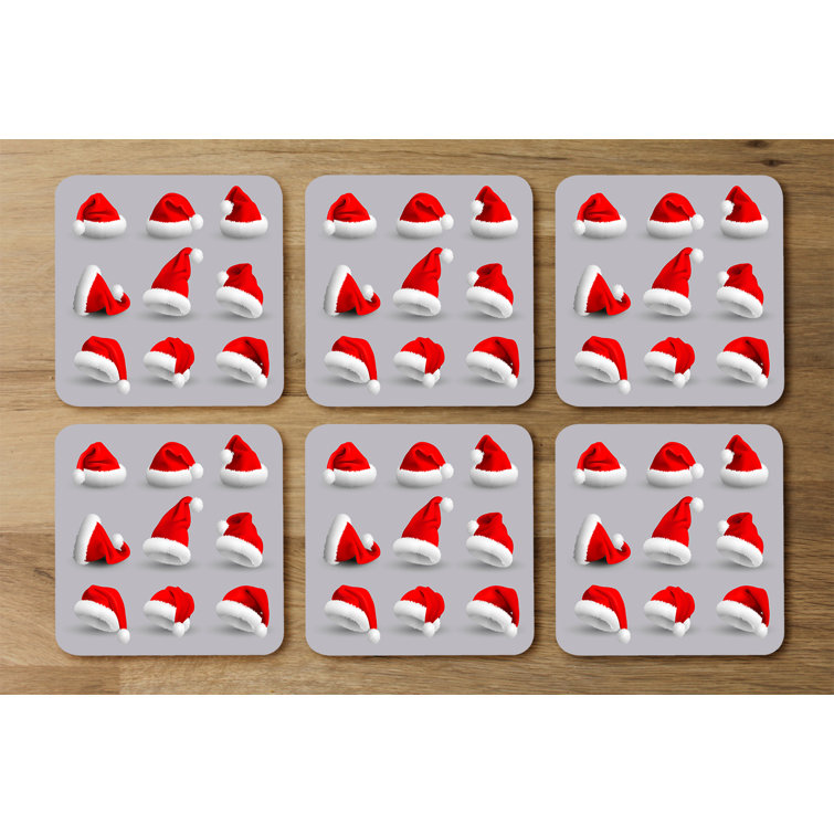 The Seasonal Aisle Christmas Objects Laid Out Designer Coaster Set Set ...