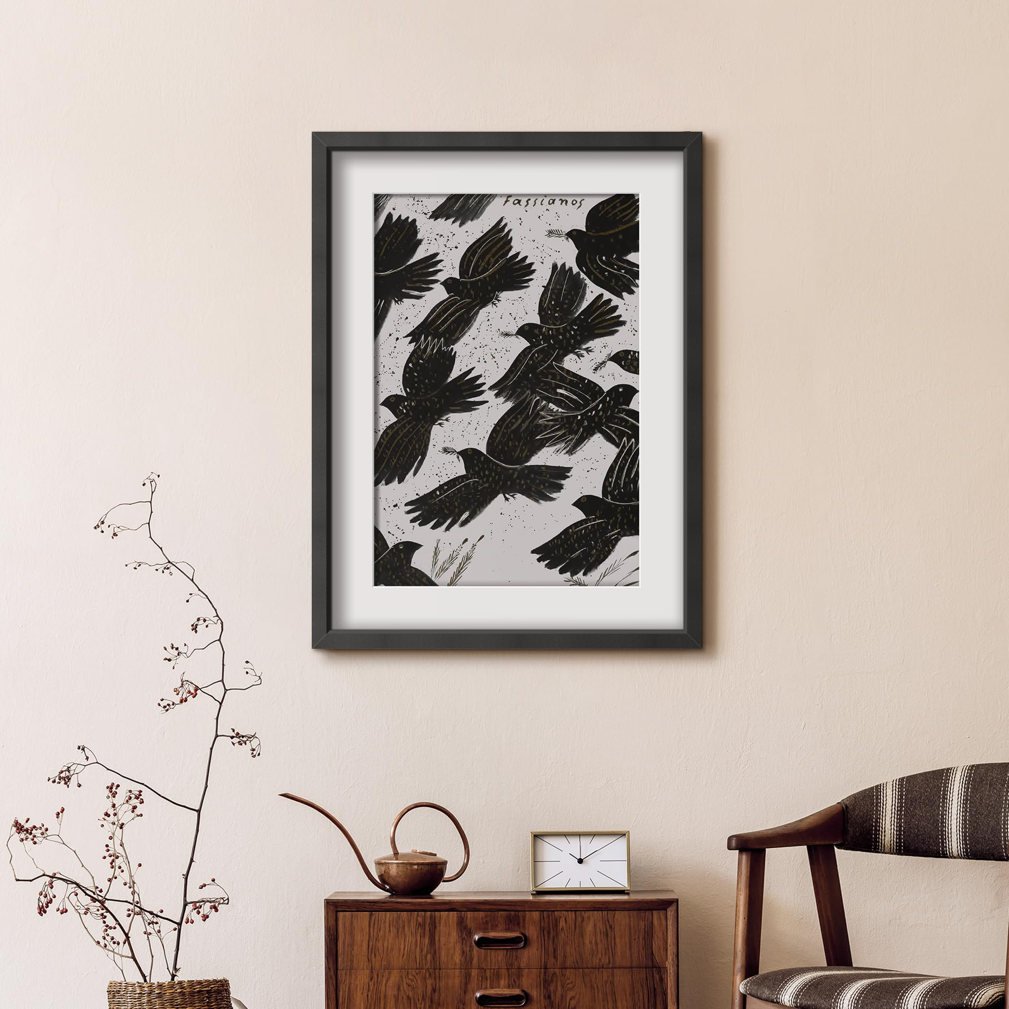 wall26 Dynamic Bird Flock 'Fassianos' Inspired Black Birds In Flight ...