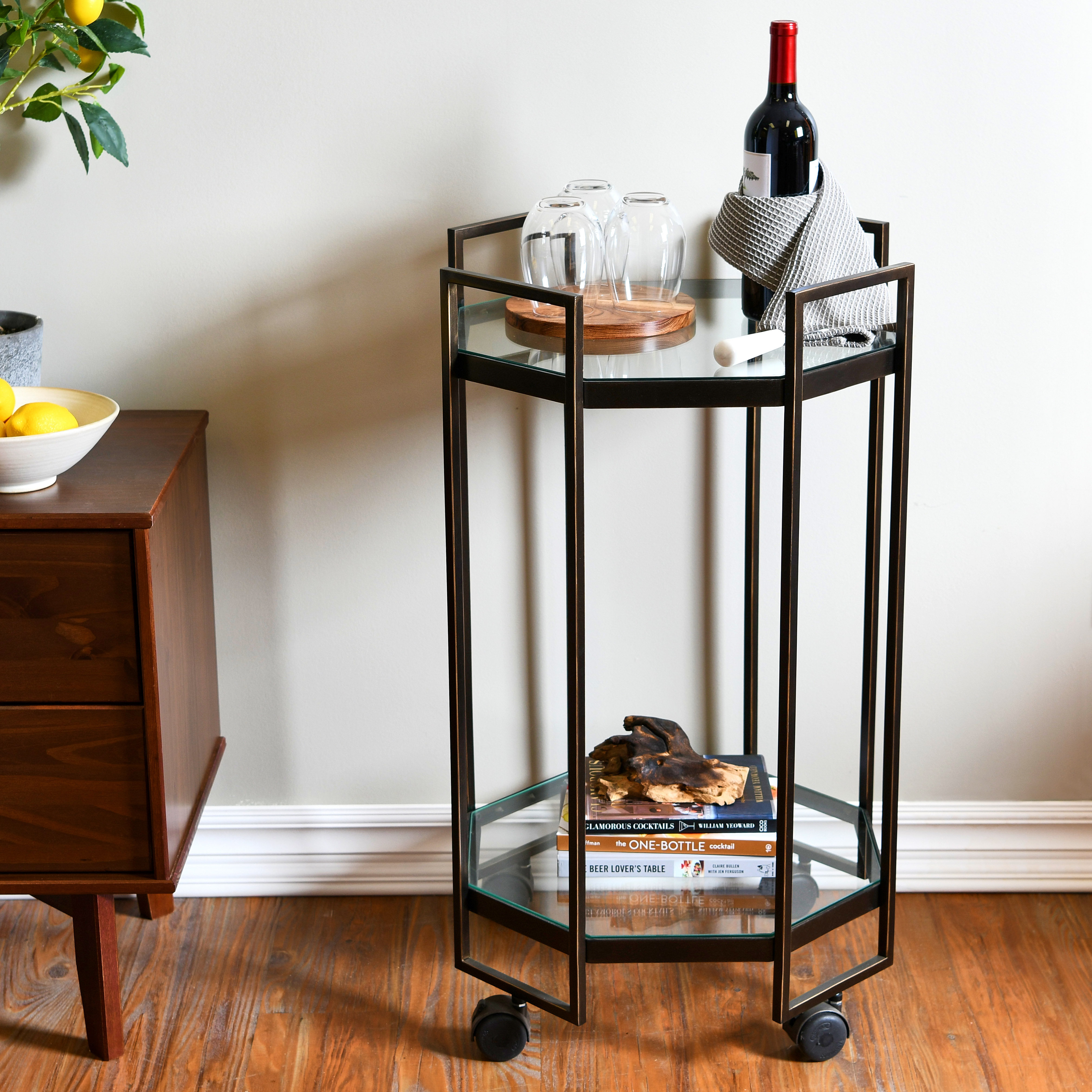 Latitude Run® Enbal Octagon Metal Bar Cart & Reviews | Wayfair