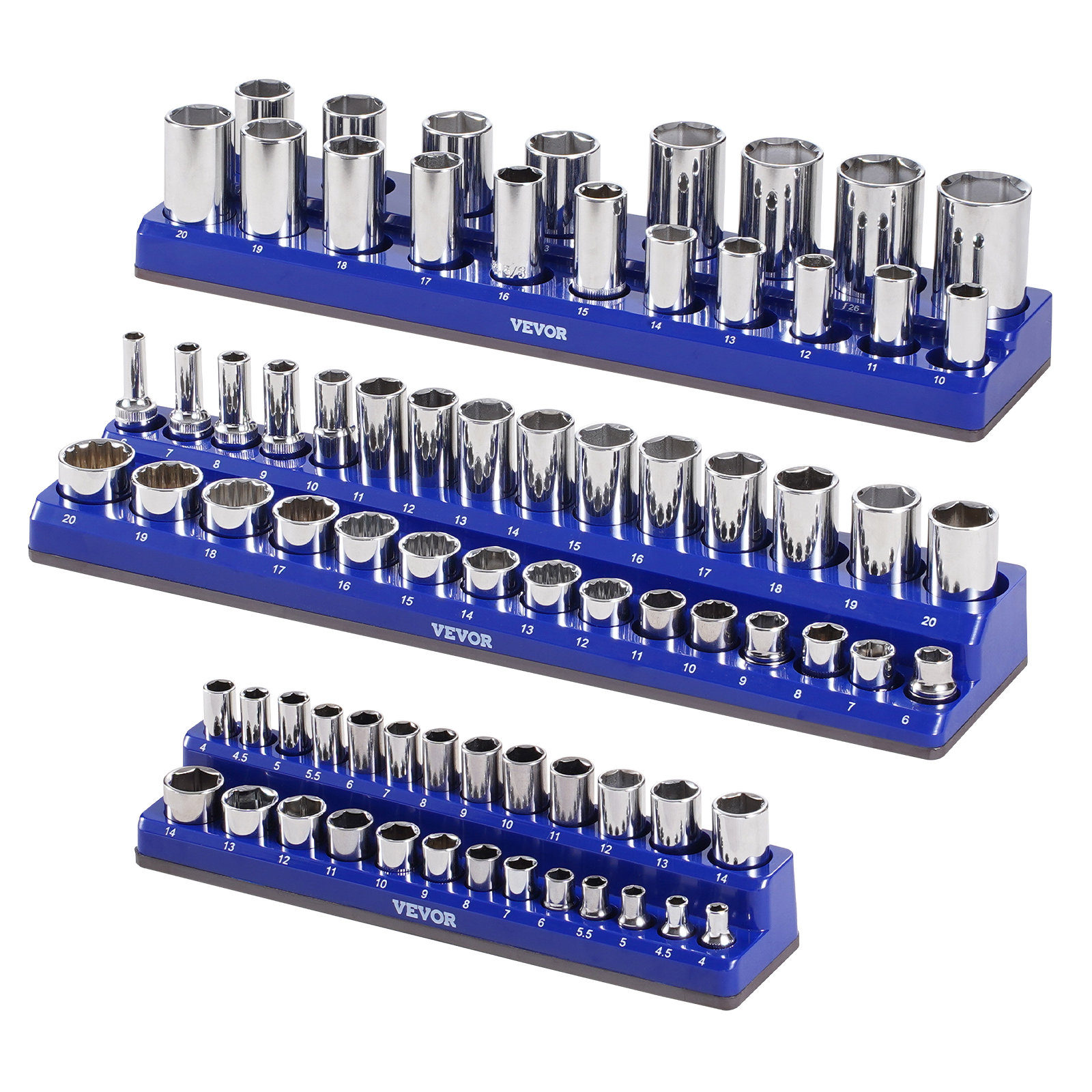 WFX Utility™ Magnetic Socket Organizer Set 3PCS Magnetic Socket Trays ...