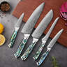 Senken Knives 11-Piece Damascus Knife Block Set with Abalone Shell ...