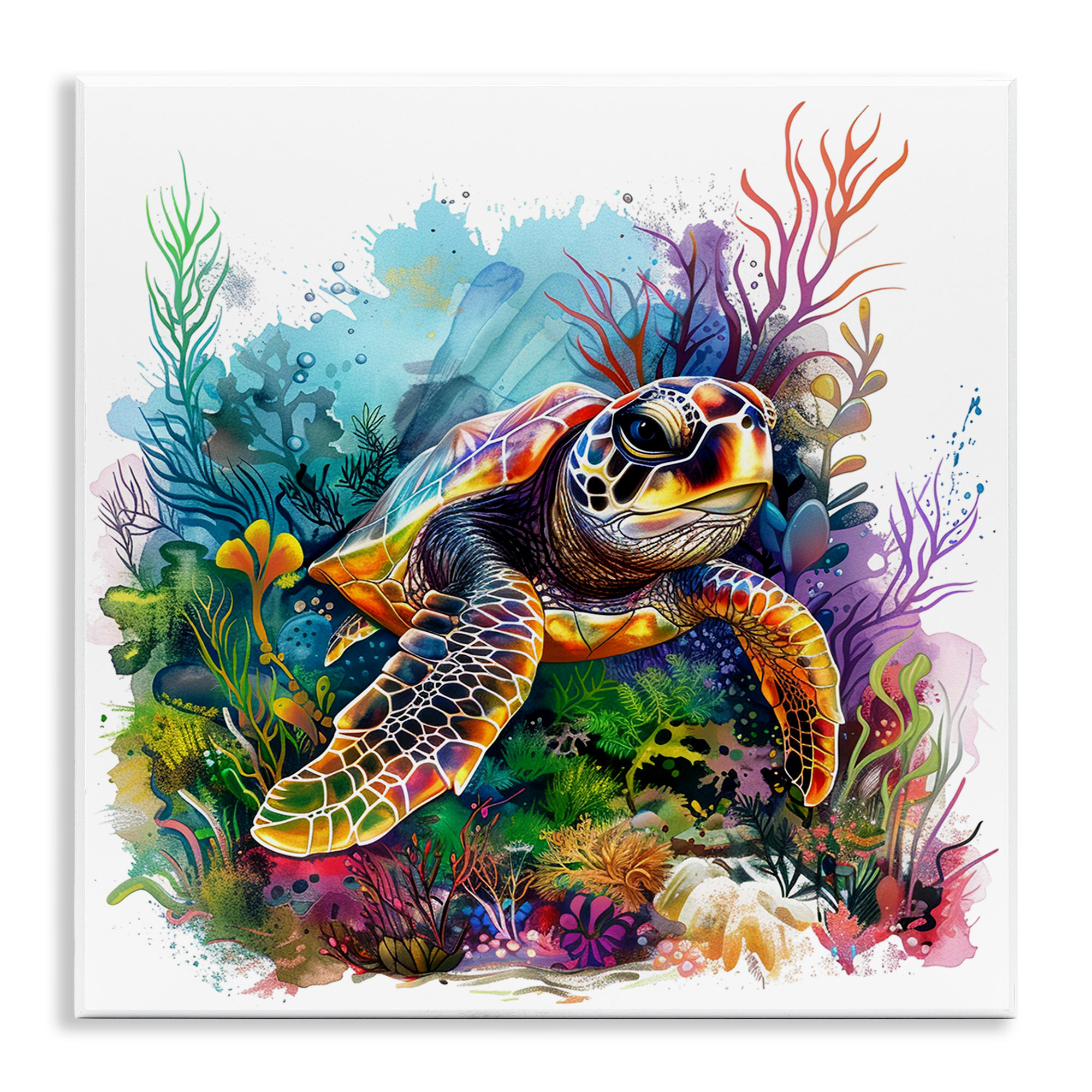 Dakota Fields Coral & Sea Life Turtle Wall Plaque Art by LSR Design ...