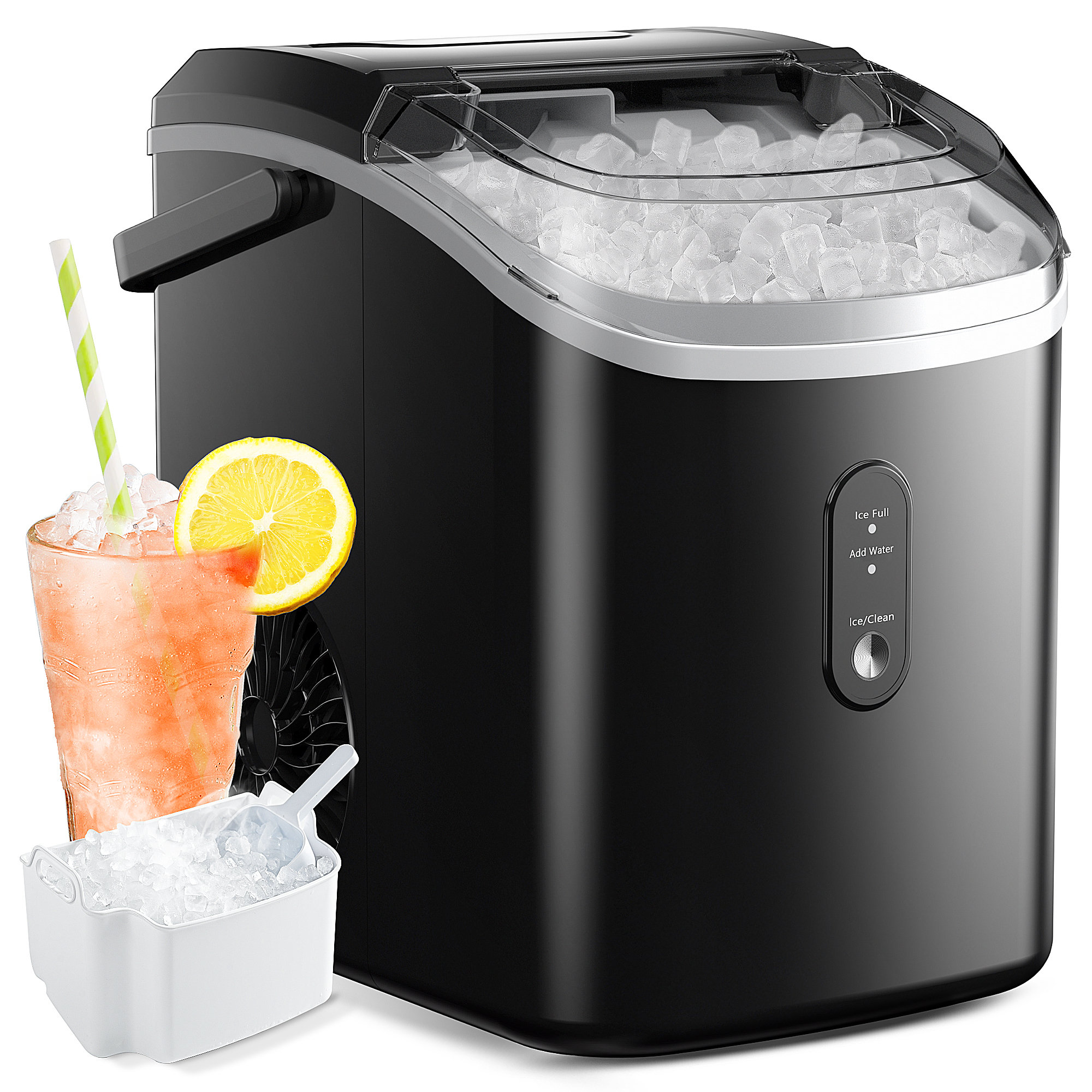 Simzlife 34 Lb. Daily Production Nugget Clear Ice Portable Ice Maker ...