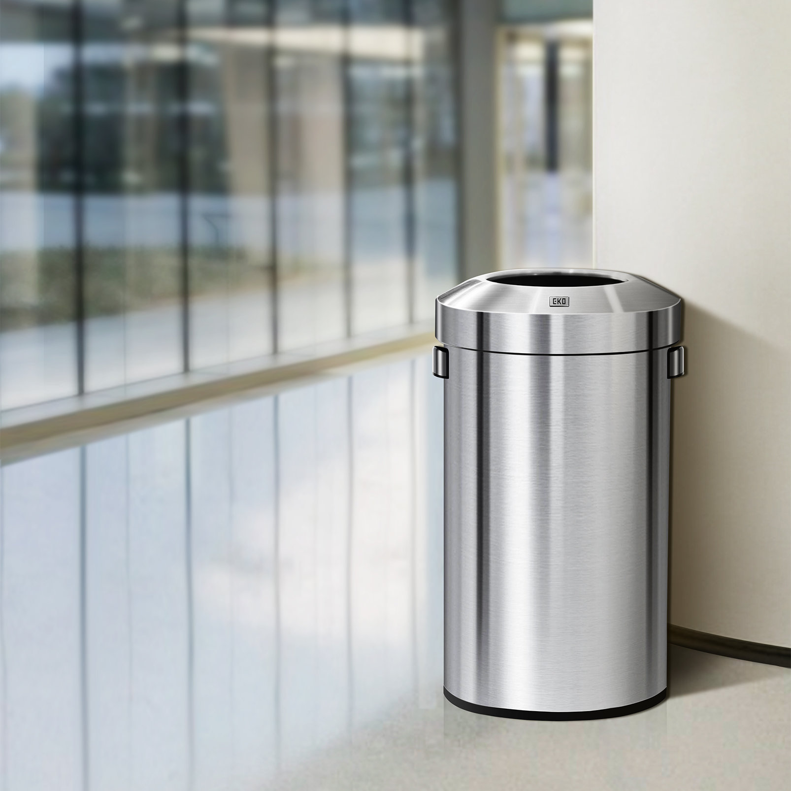 EKO 16-Gallon Round Stainless Steel Open Top Trash Can, Large ...