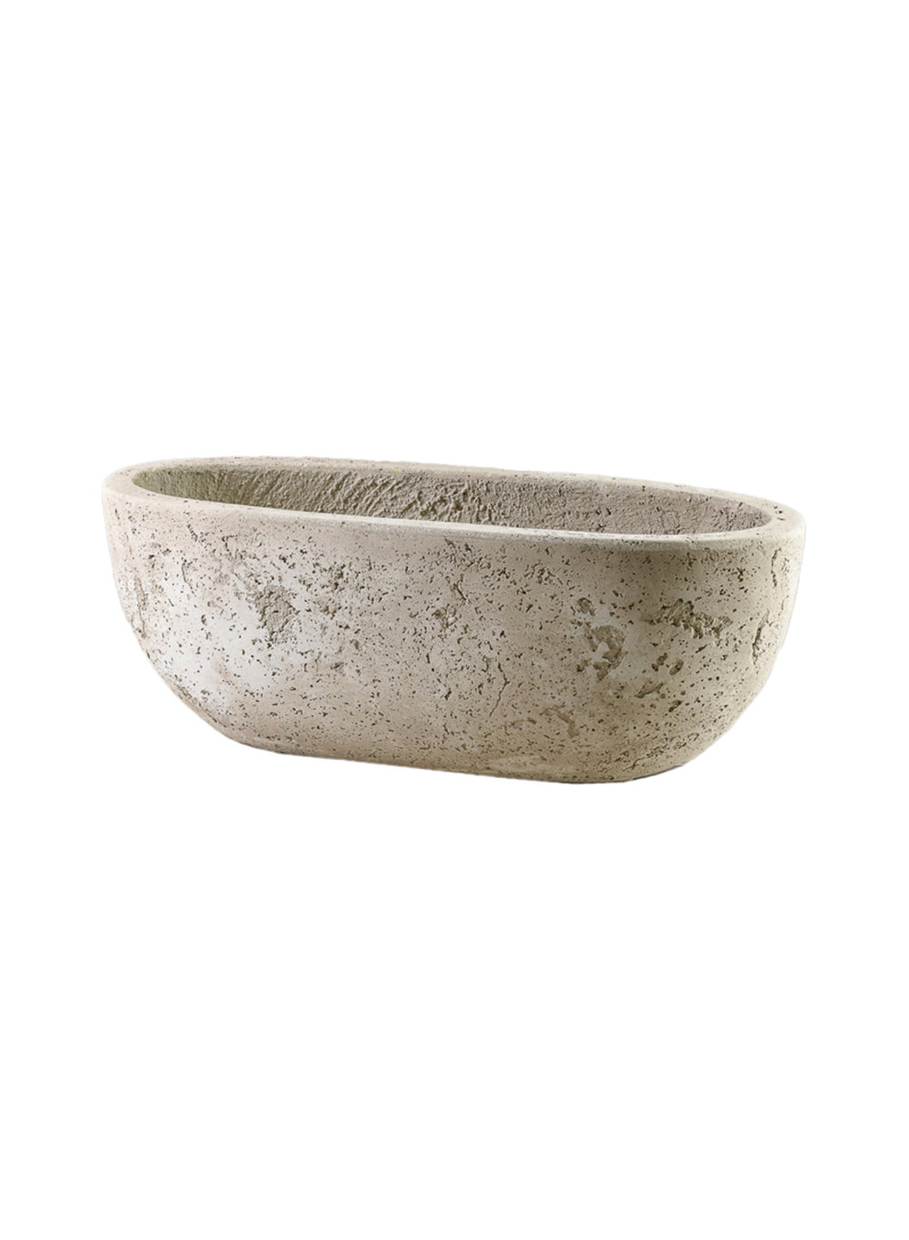 Gracie Oaks Beige Cement Oval Planter - Rustic Decorative Pot With ...