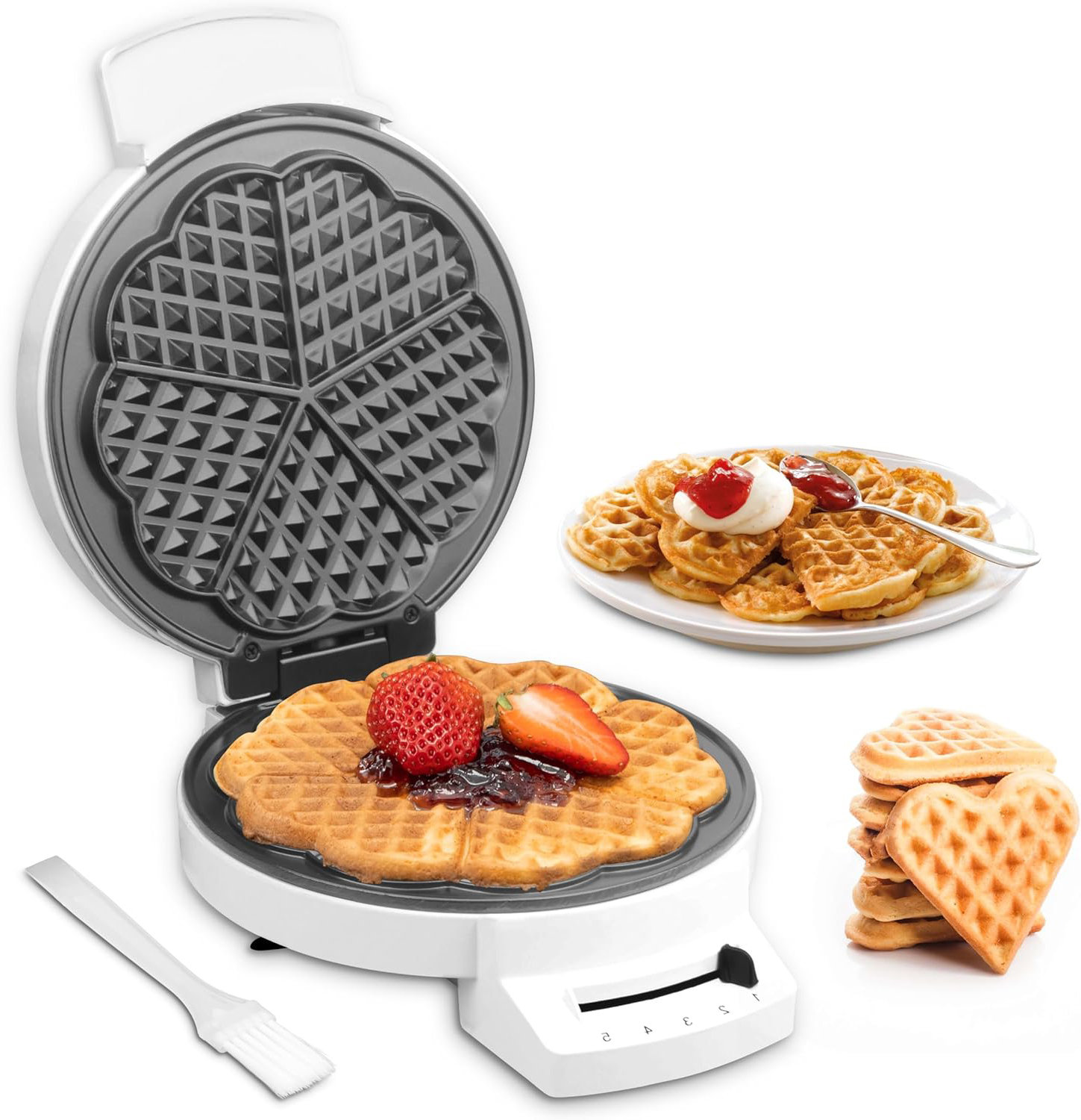 DESGENT Mini Heart Shaped Waffle Maker, Thin Waffle Maker Iron with ...