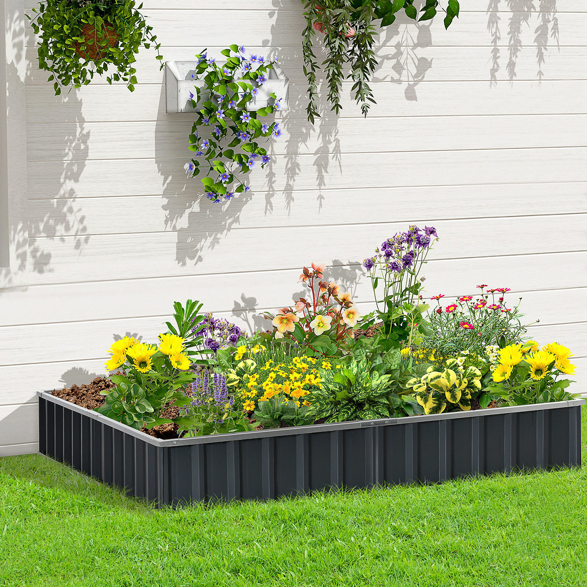 Latitude Run® Raised Garden Bed, Galvanized Metal Planter Box | Wayfair