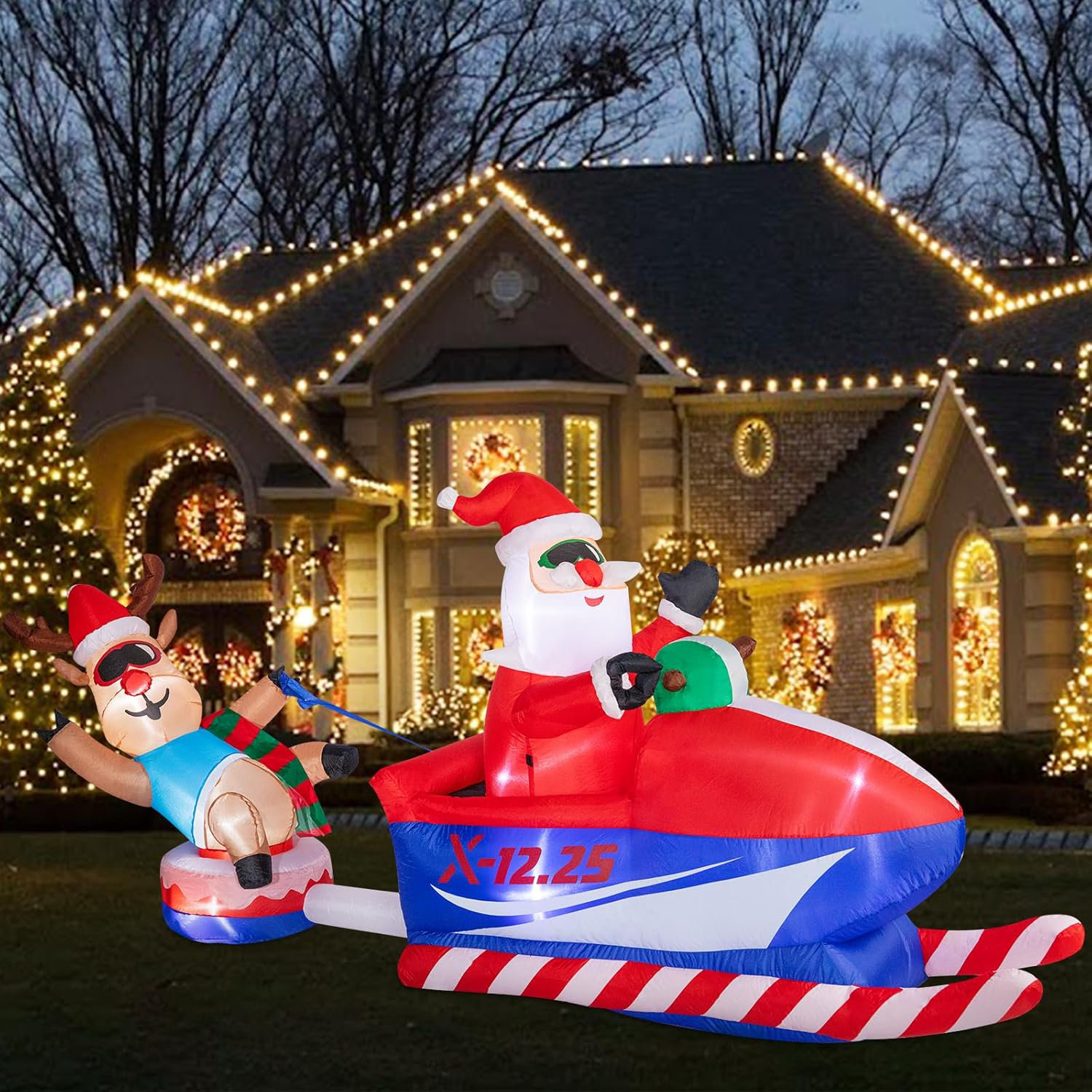 The Holiday Aisle® Christmas Inflatables-Snowmobile Santa Claus and ...