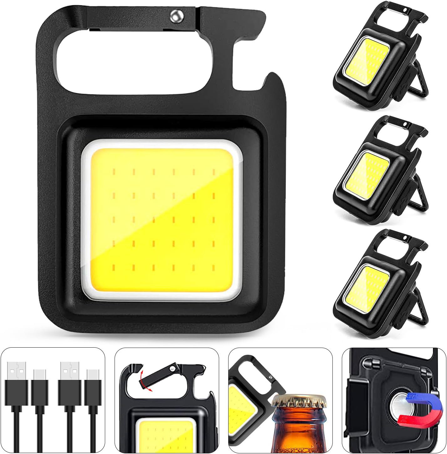 AIDFULL Keychain Work Light Keychain Flashlights 4 Light Modes,Keychain ...