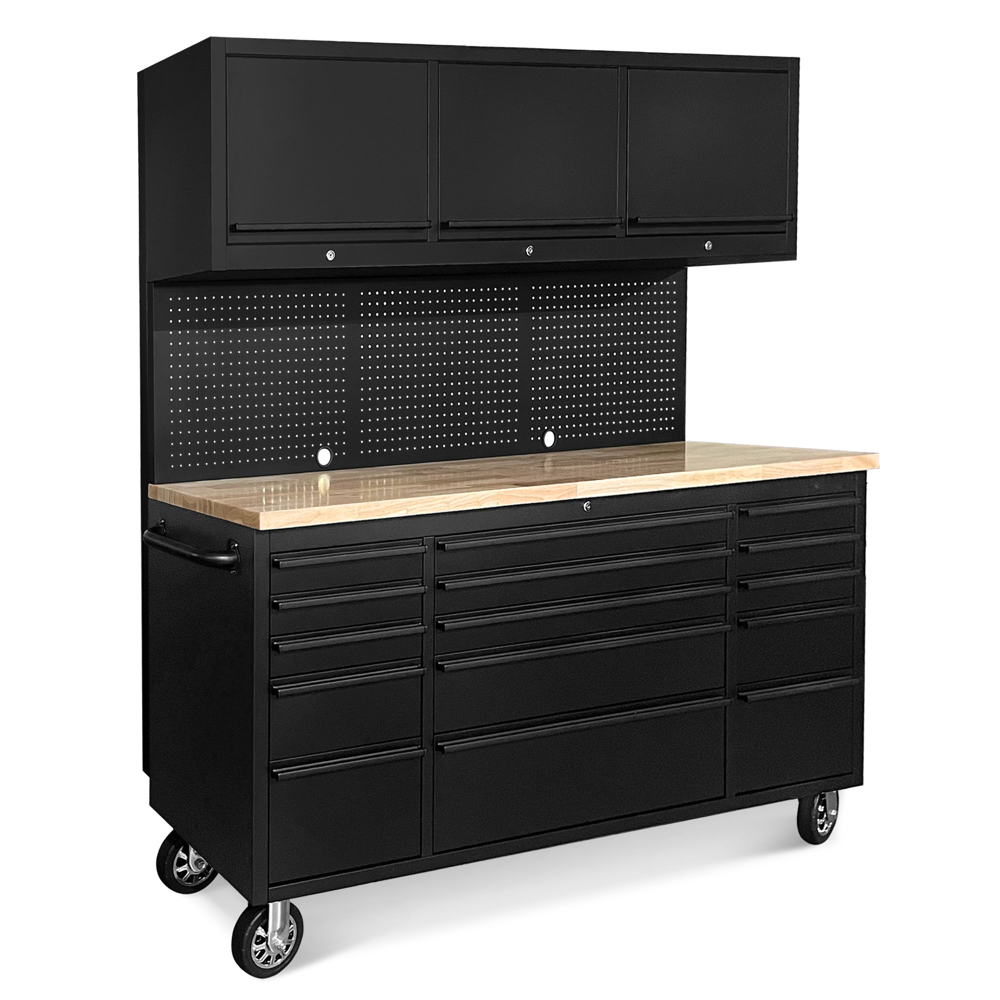 17 Stories 72-Inch Stainless Steel Rolling Tool Box with 15 Drawers & 3 ...