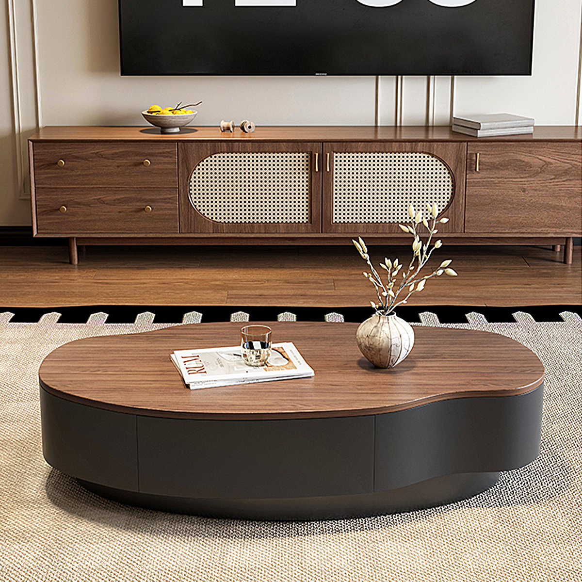 Orren Ellis Modern Minimalist Walnut Solid Wood Coffee Table | Wayfair