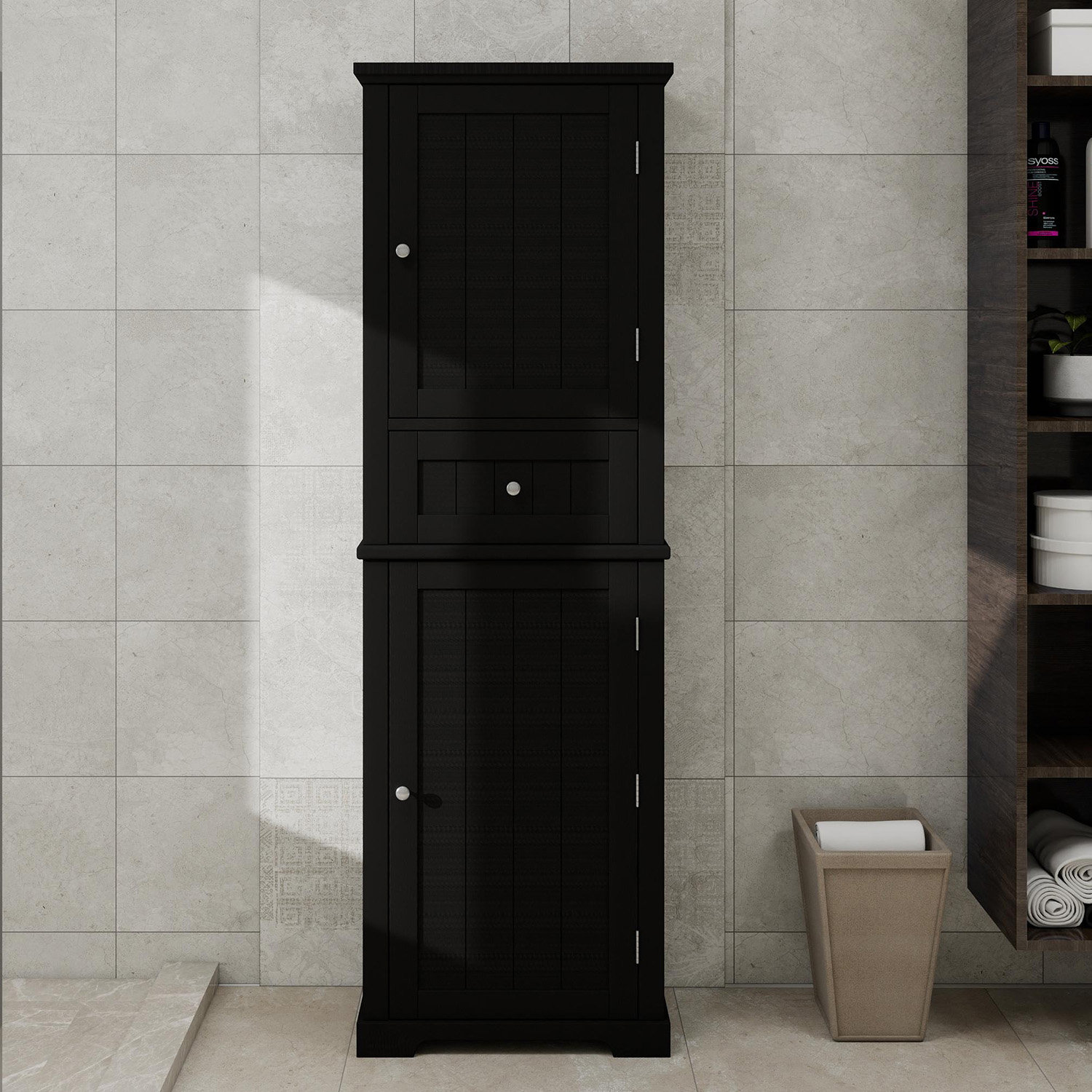 Red Barrel Studio® Black High Bathroom Locker With Freestanding Storage ...