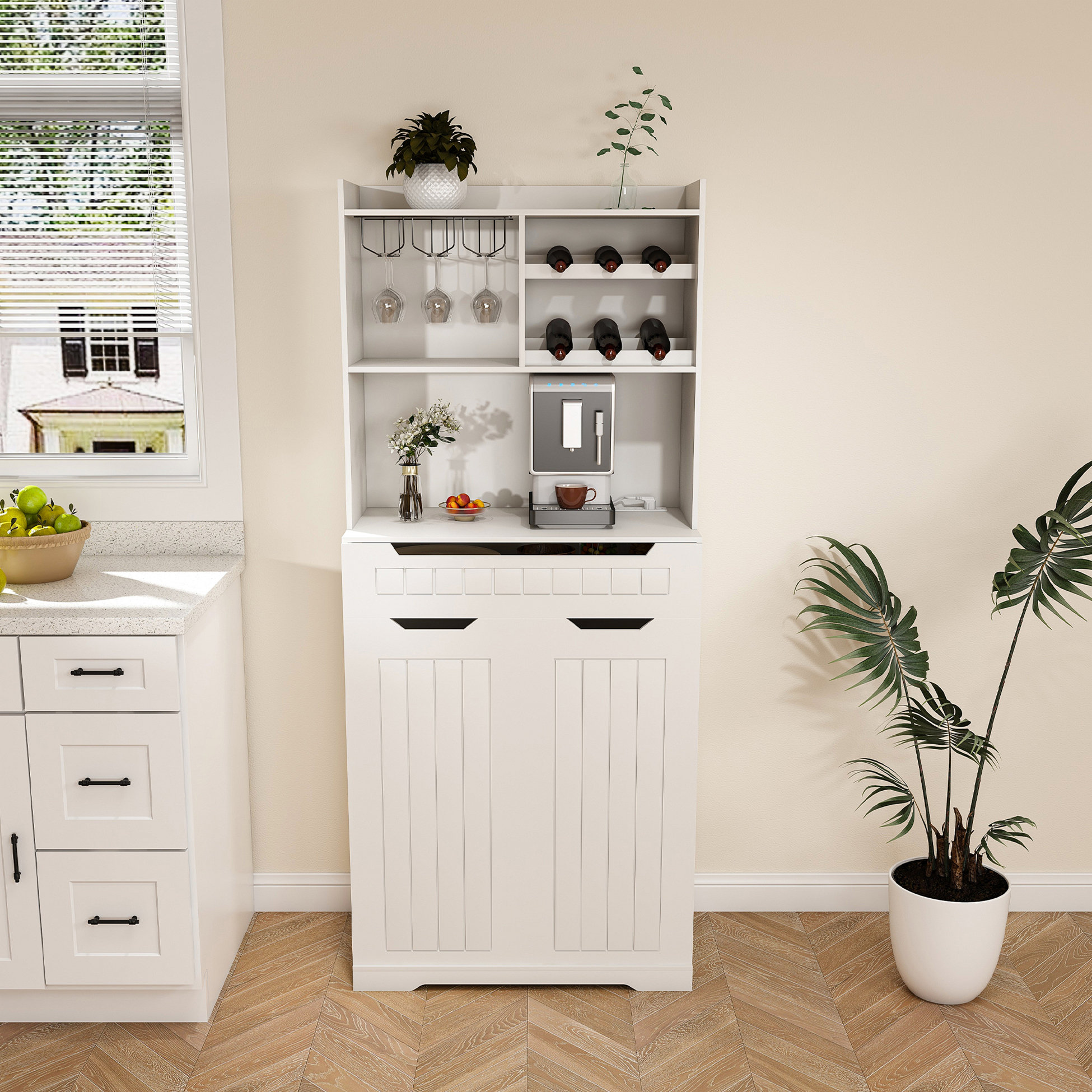 Ophelia & Co. White Buffet Cabinet With Hutch - Modern Farmhouse ...
