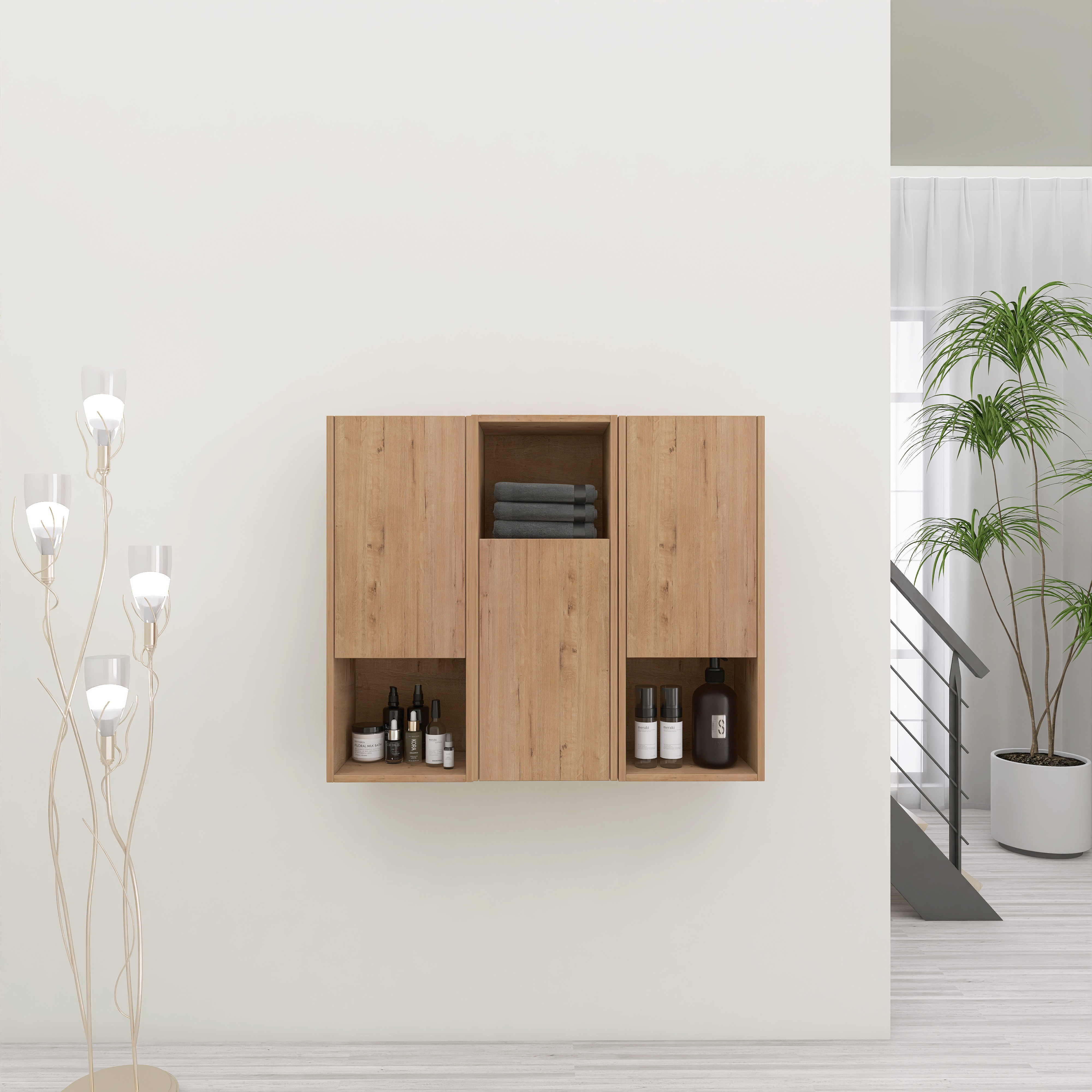 Hokku Designs Bathroom Side Cabinet X3, 3-Soft Close Doors, Float ...