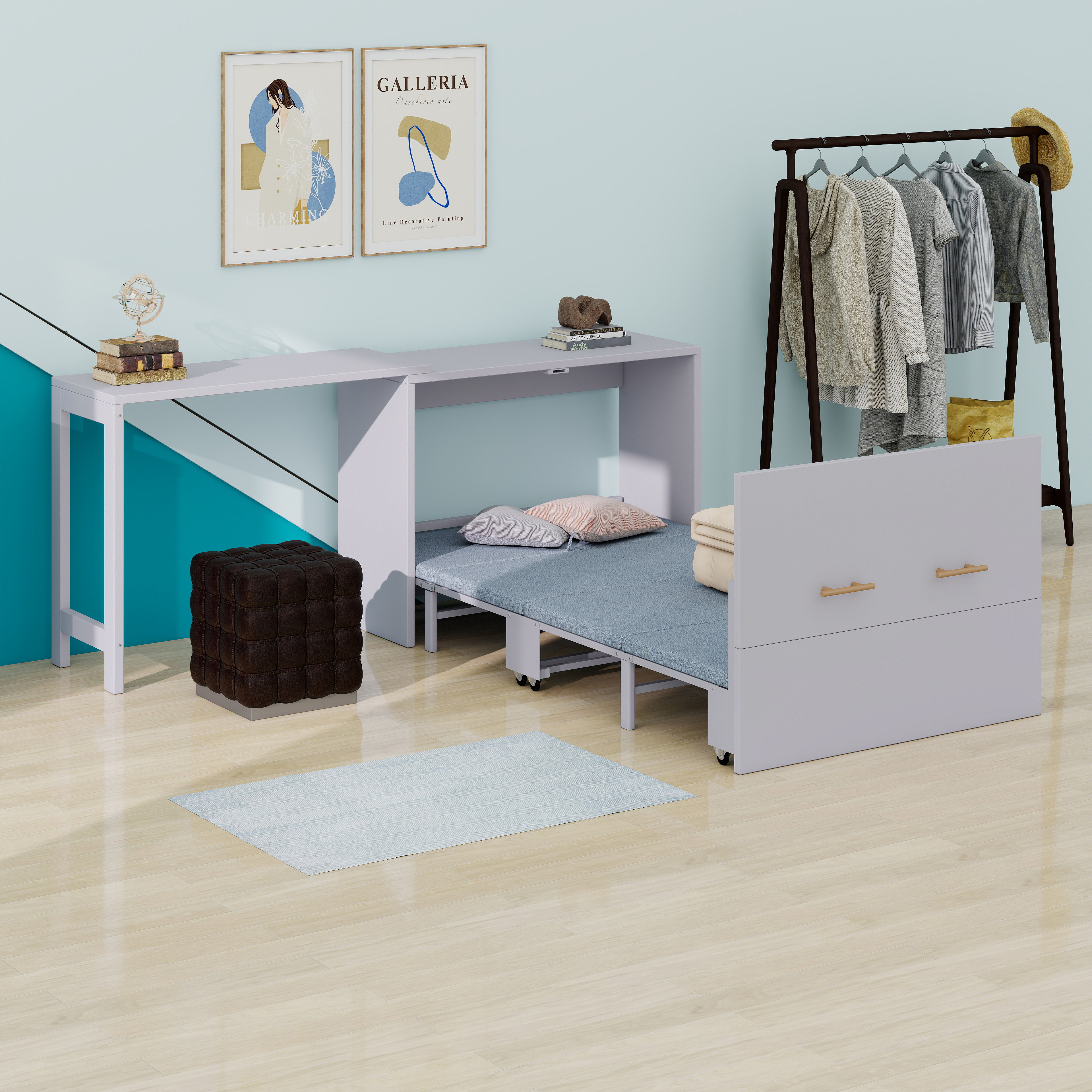 Latitude Run® Wood Multifunction Bedframe Furniture With Adjustable ...