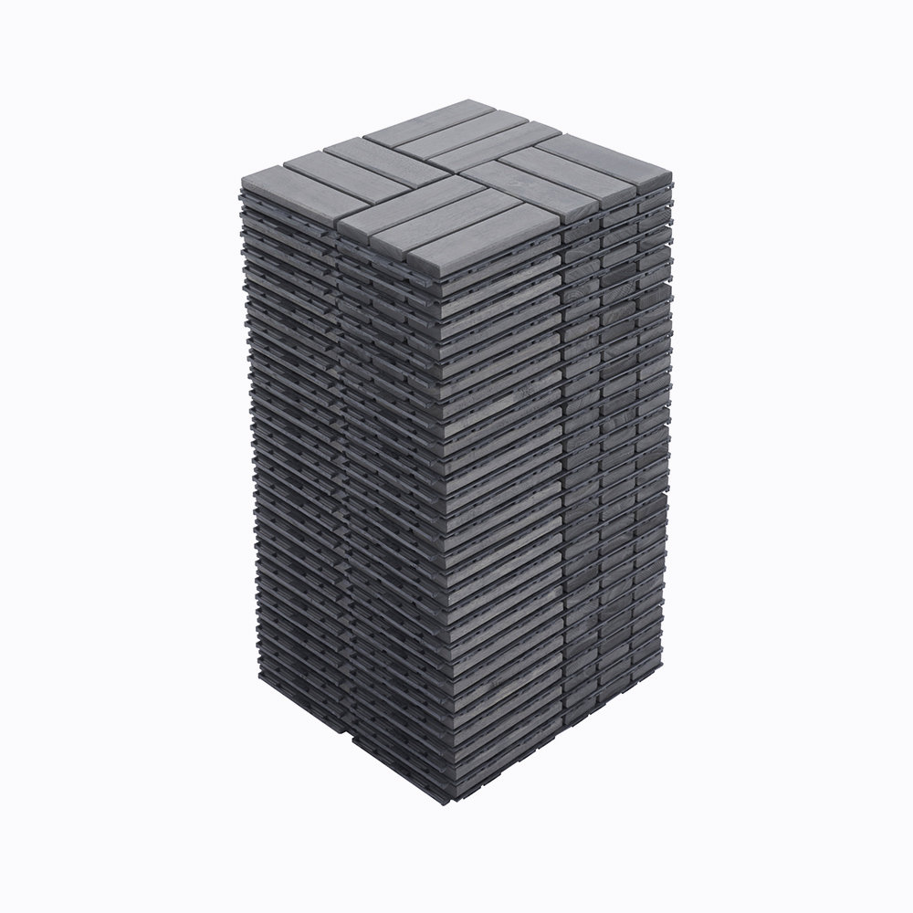 iYofe 20-Piece 12"X12" Square Checker Pattern Acacia Wood Interlocking ...