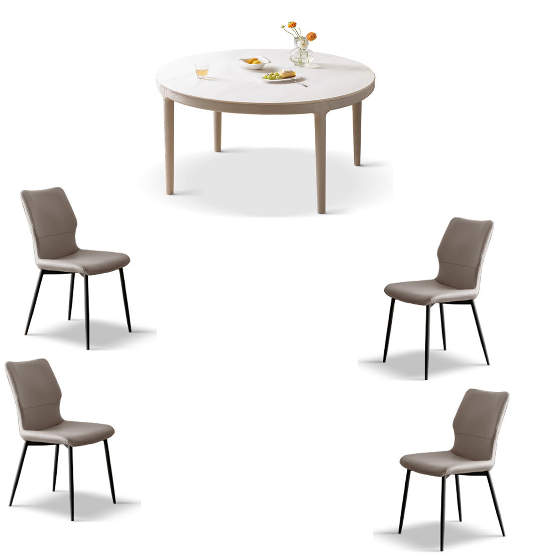 Dining Elegance Minimally designed round table chair combination ...