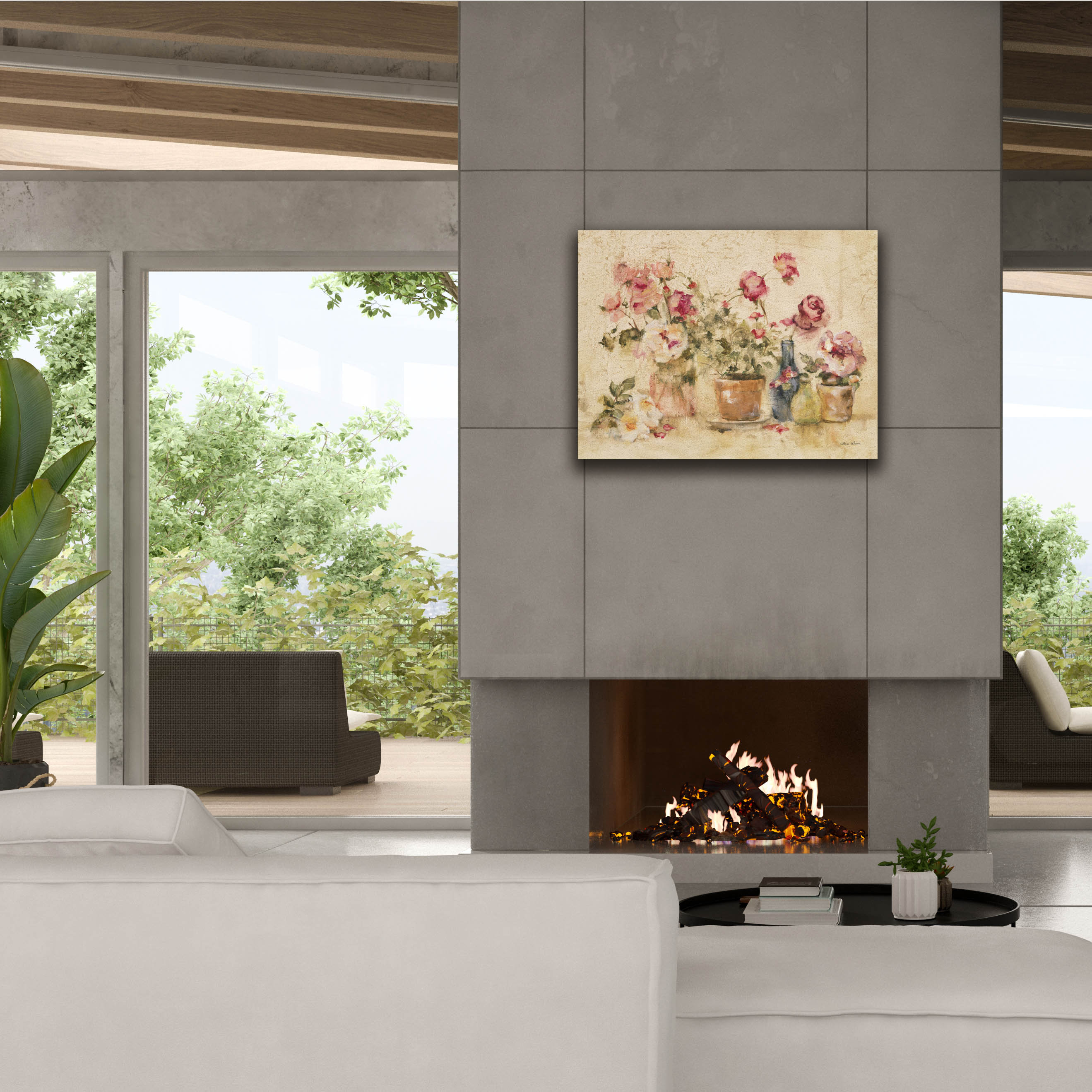 August Grove® Potted Roses 1' by Cheri Blum Canvas Wall Art | Wayfair