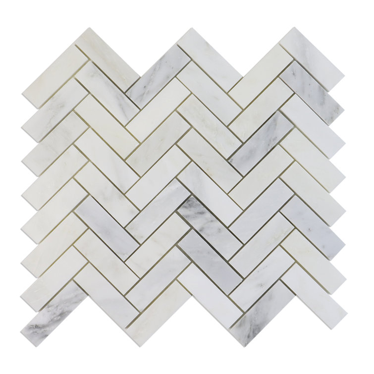 Tile & Top 12" x 12" Marble Herringbone Mosaic Wall & Floor Tile ...