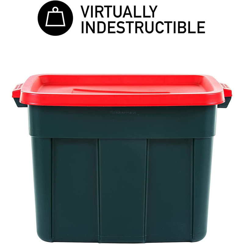 Rubbermaid Roughneck Holiday Storage Totes, 18 Gal, 6 Pack, Green/Red ...