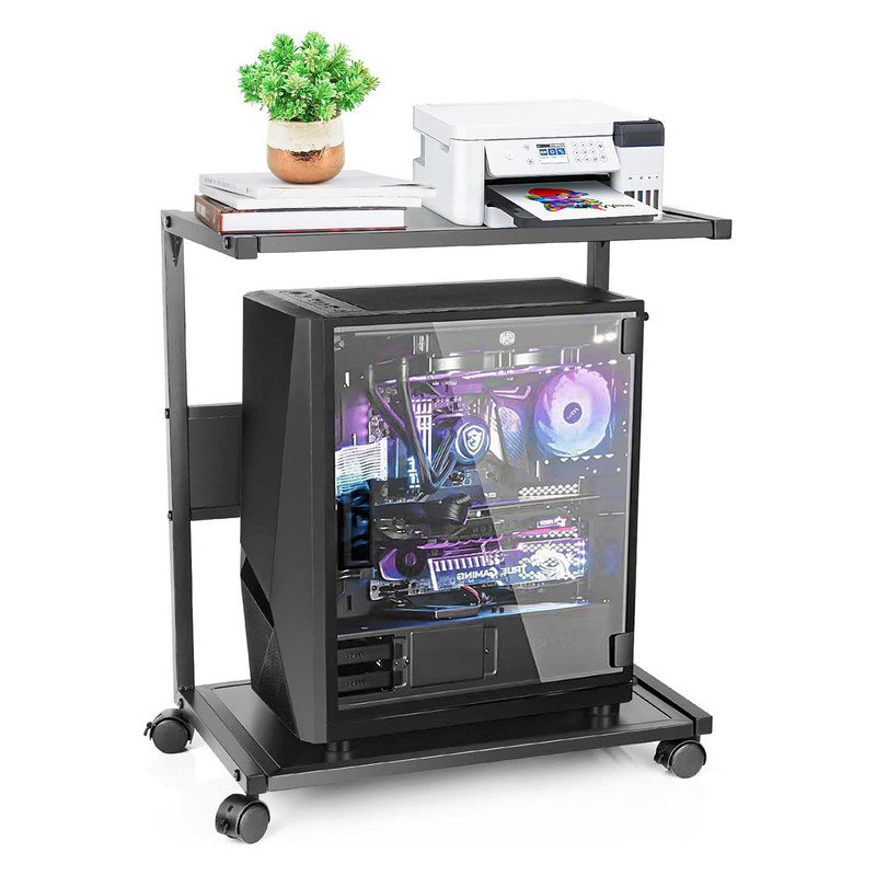 AMIZOY PC Stand Computer Tower Stand 2-Tier Metal CPU Stand with ...