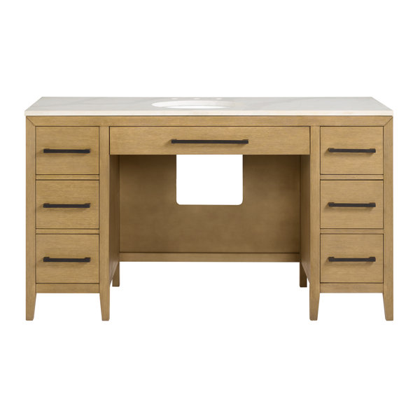 Highbury Furnishings Alsup ADA Compliant 60" Single Vanity with Quartz ...