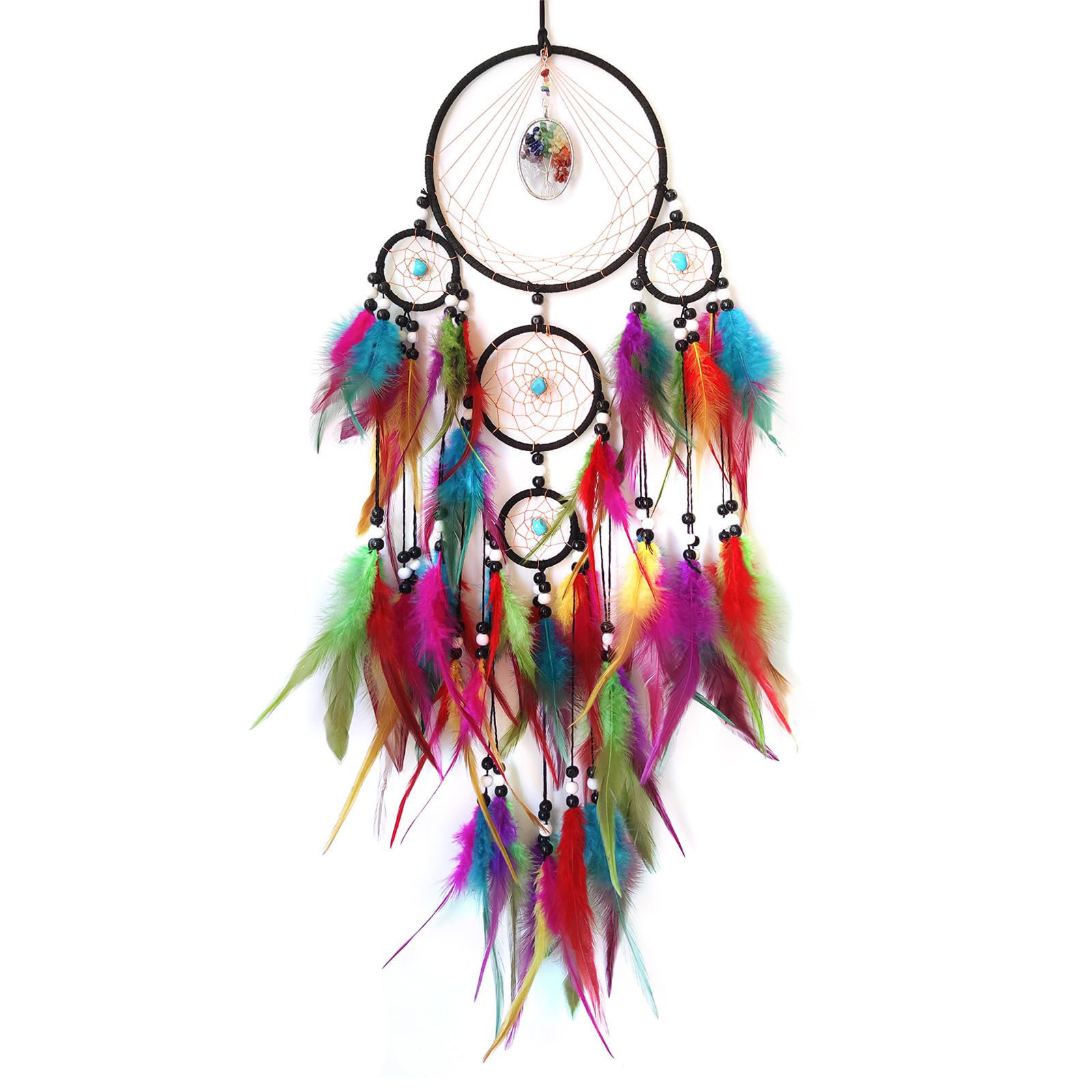 Bungalow Rose Tree Of Life Dream Catcher, Colorful Feather Dream ...