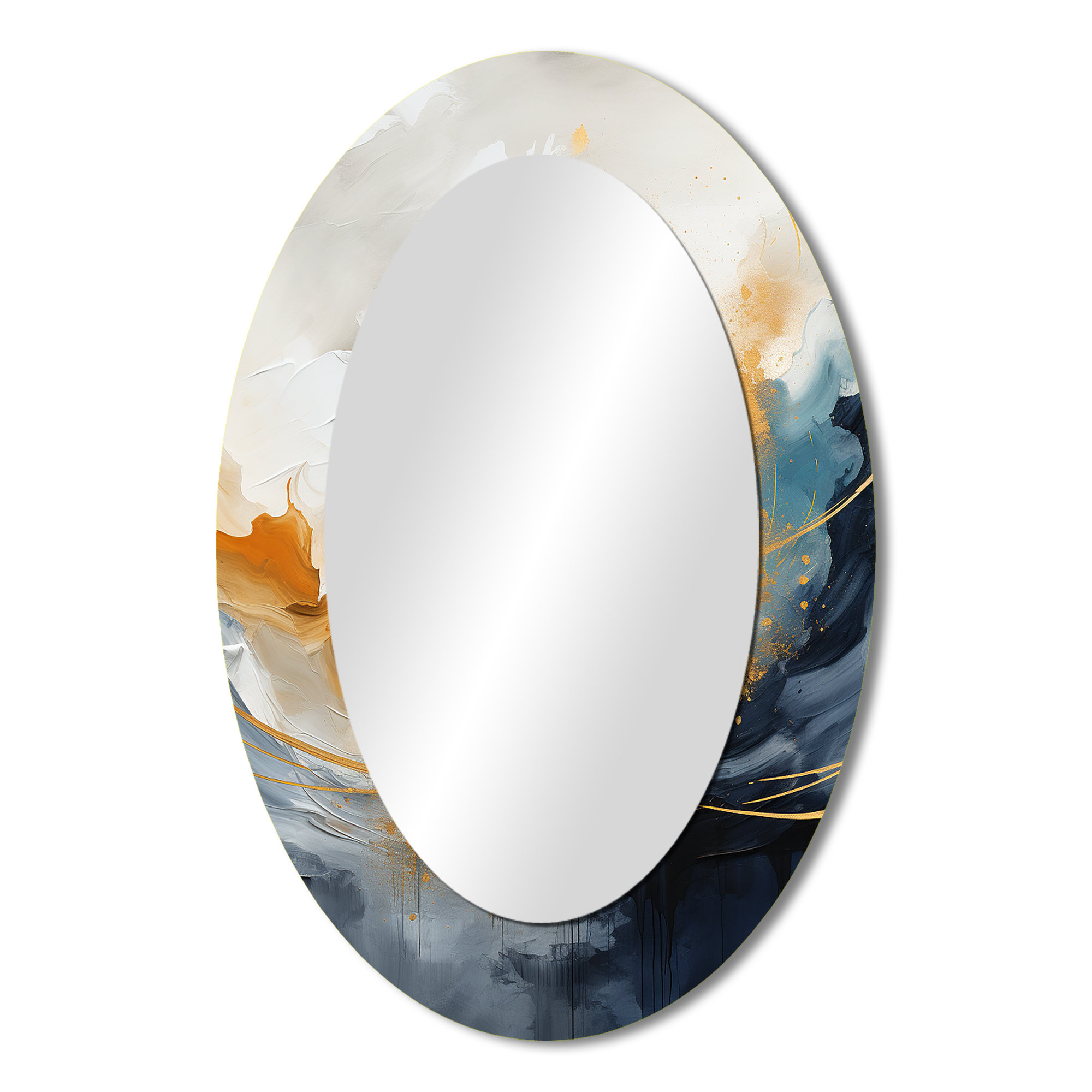 Latitude Run® Blue And Yellow Fluid Harmony Painting II - Modern Oval ...